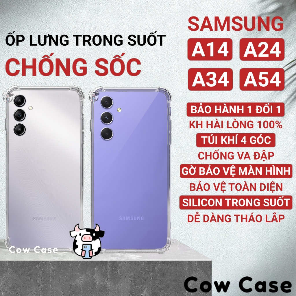Ốp lưng Samsung A14, A24, A34, A54 chống sốc silicon dẻo trong Cowcase 4G|5G | Vỏ điện thoại ss ...