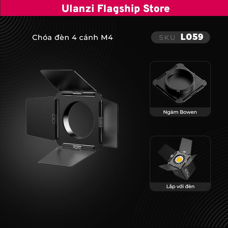 Ulanzi L059GBB1 Barndoors chóa đèn 4 cánh kết nối qua ngàm Mini Bowen ...