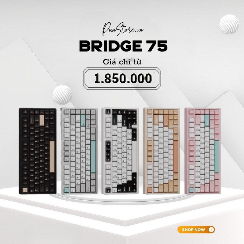 Bàn Phím Cơ Bridge75 Keyboard Alu CNC Mạch Xuôi Ba Chế Độ- Chính hãng ...