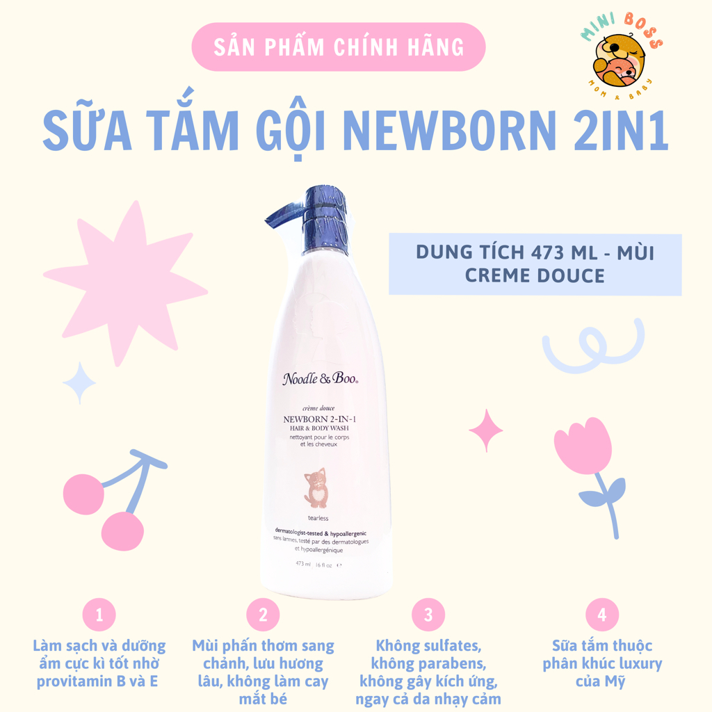 Sữa tắm gội 2 trong 1 Noodle and Boo cao cấp 473ml chính hãng Noodle ...
