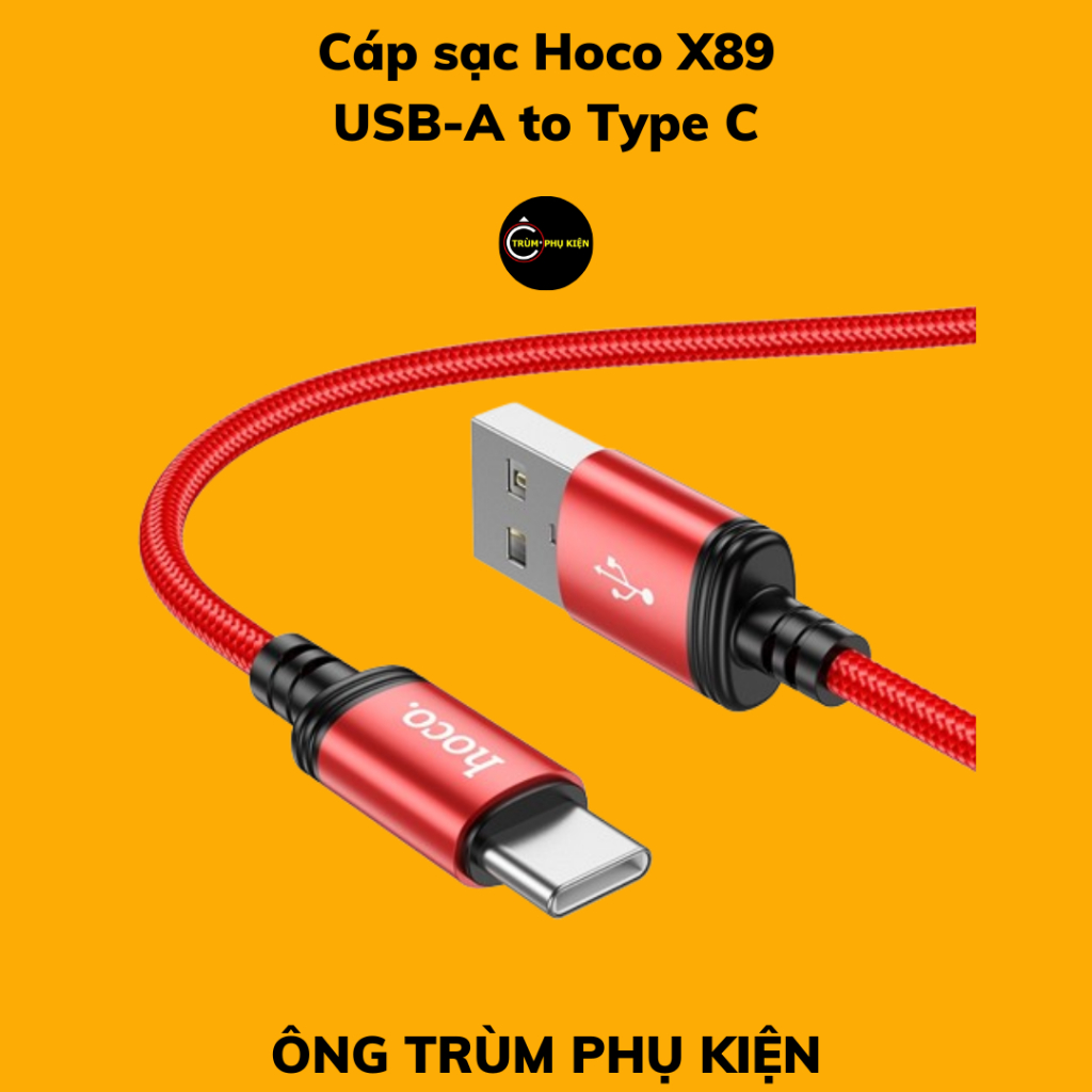 Cáp sạc Hoco X89 USB A to Type-C sạc nhanh dây dù bện dài 1M cho ip các ...