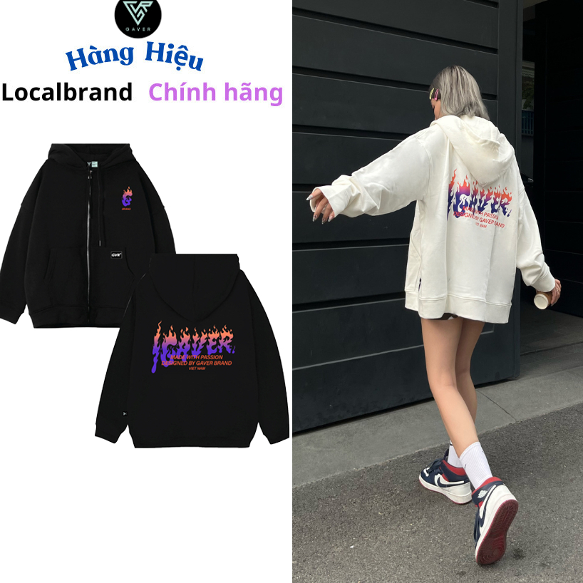 Áo khoác hoodie zip localbrand GAVER -FIRE unisex | Shopee Việt Nam
