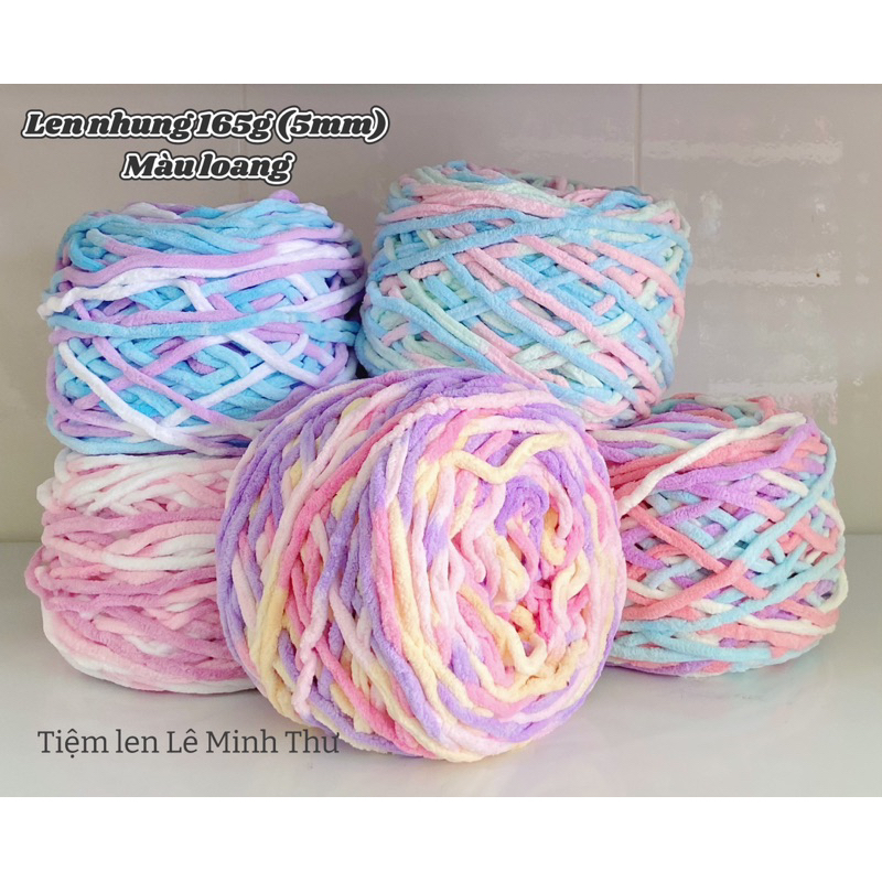 LEN NHUNG ĐŨA MÀU LOANG 165g (sợi 5mm) | Shopee Việt Nam