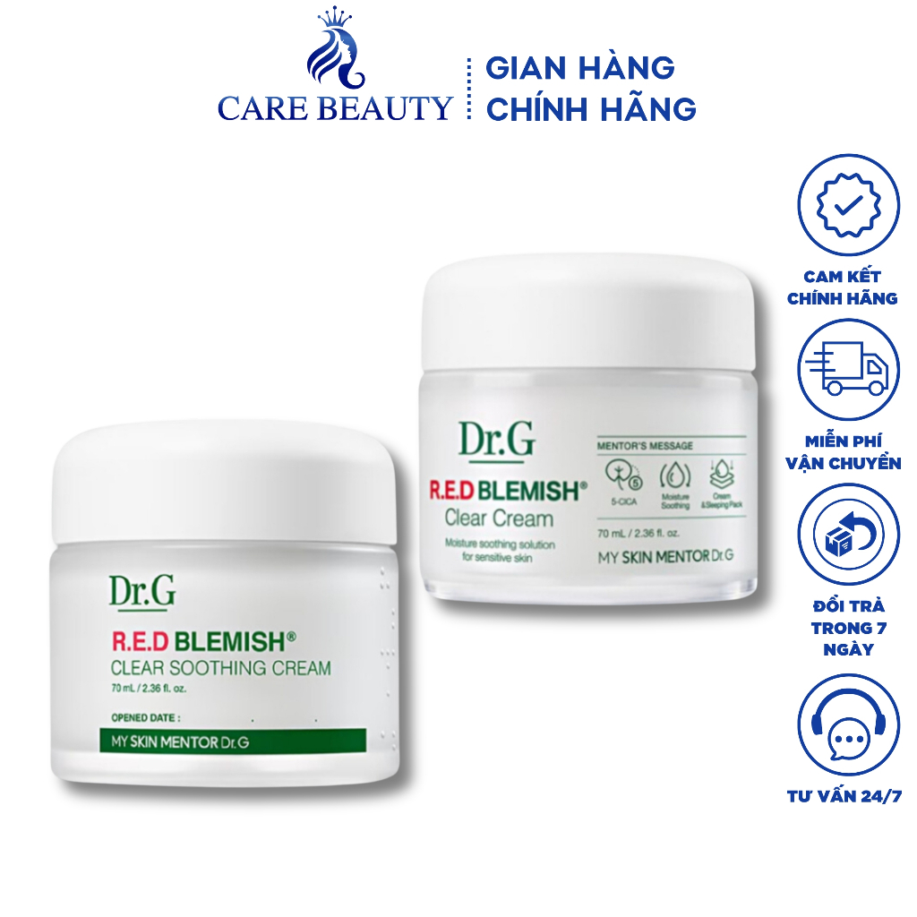 Kem dưỡng Dr.G R.E.D Blemish Clear Soothing Cream 70ml giúp dưỡng ẩm và phục hồi sâu cho da ...