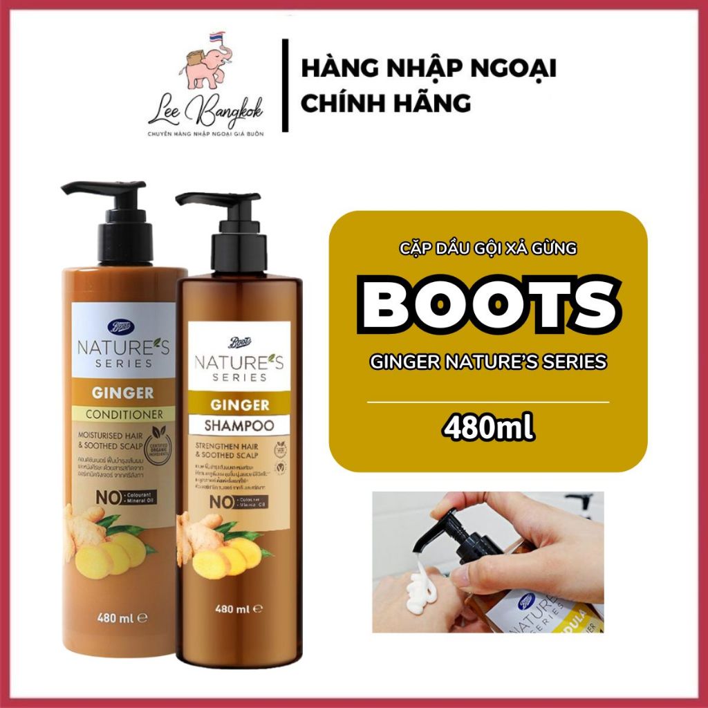 [Nội Địa Thái] Set Dầu Gội + Xả Gừng Boots Nature's Series Ginger Shampoo And Conditioner Kích ...