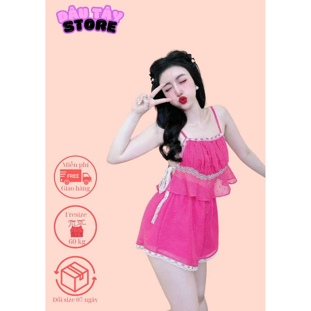 SET ĐỒ NỮ MẶC Ở NHÀ VẢI VOAN TƠ PHỐI REN SEXY FRESIZE DƯỚI 60KG ...