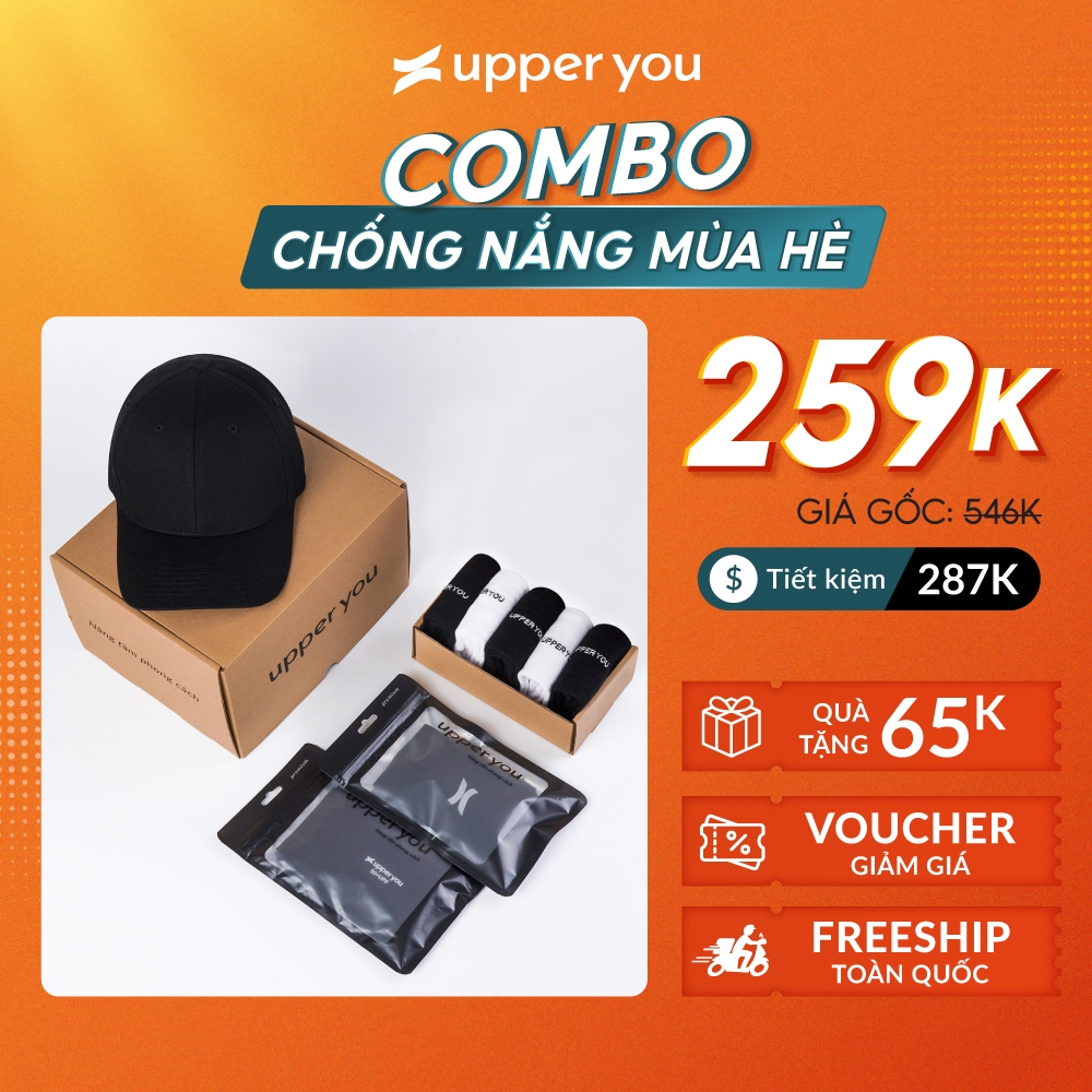 Combo 4 Món Chống Nắng Mùa Hè UPPER YOU 1 Mũ Lưỡi Trai - Set 5 Đôi Tất ...