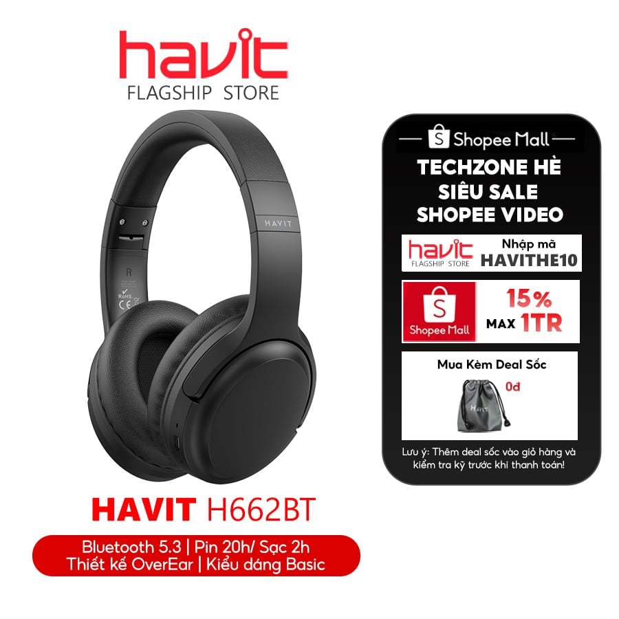 Tai nghe Bluetooth Headphone Havit H662BT Pin 20 tiếng | Kiểu Dáng ...
