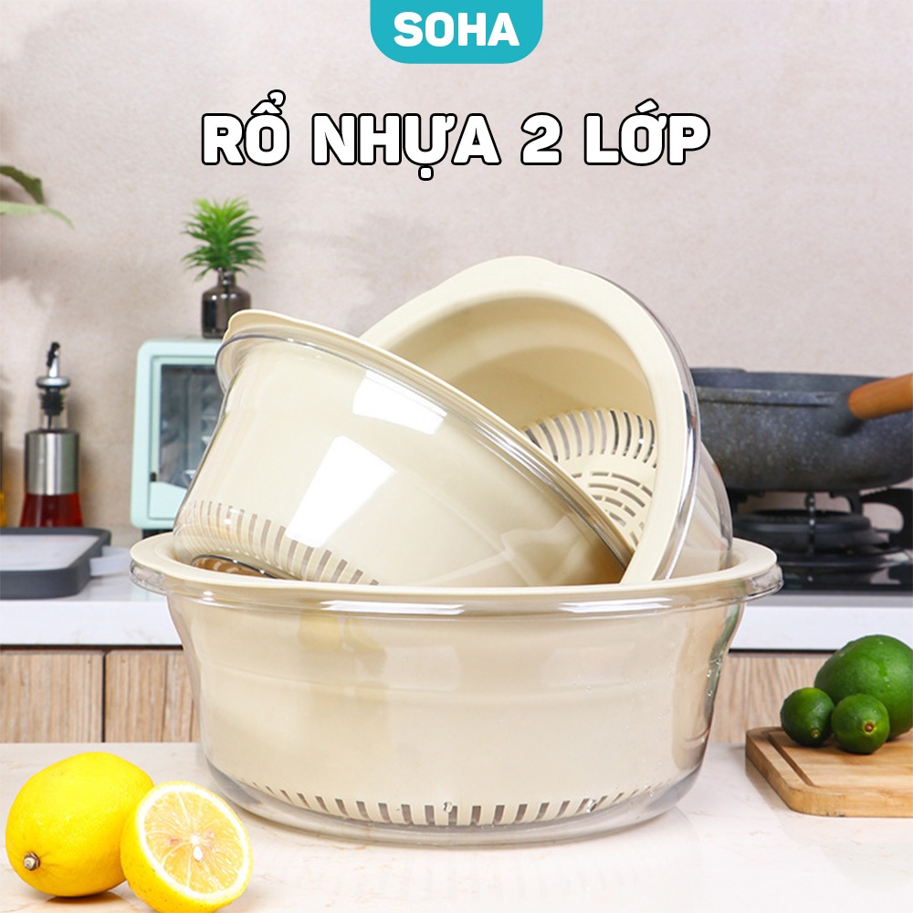 Rổ Nhựa Đựng Rau 2 Lớp, Rổ Đựng Rau Thiết Kế Thoát Nước Tiện Lợi SOHA ...