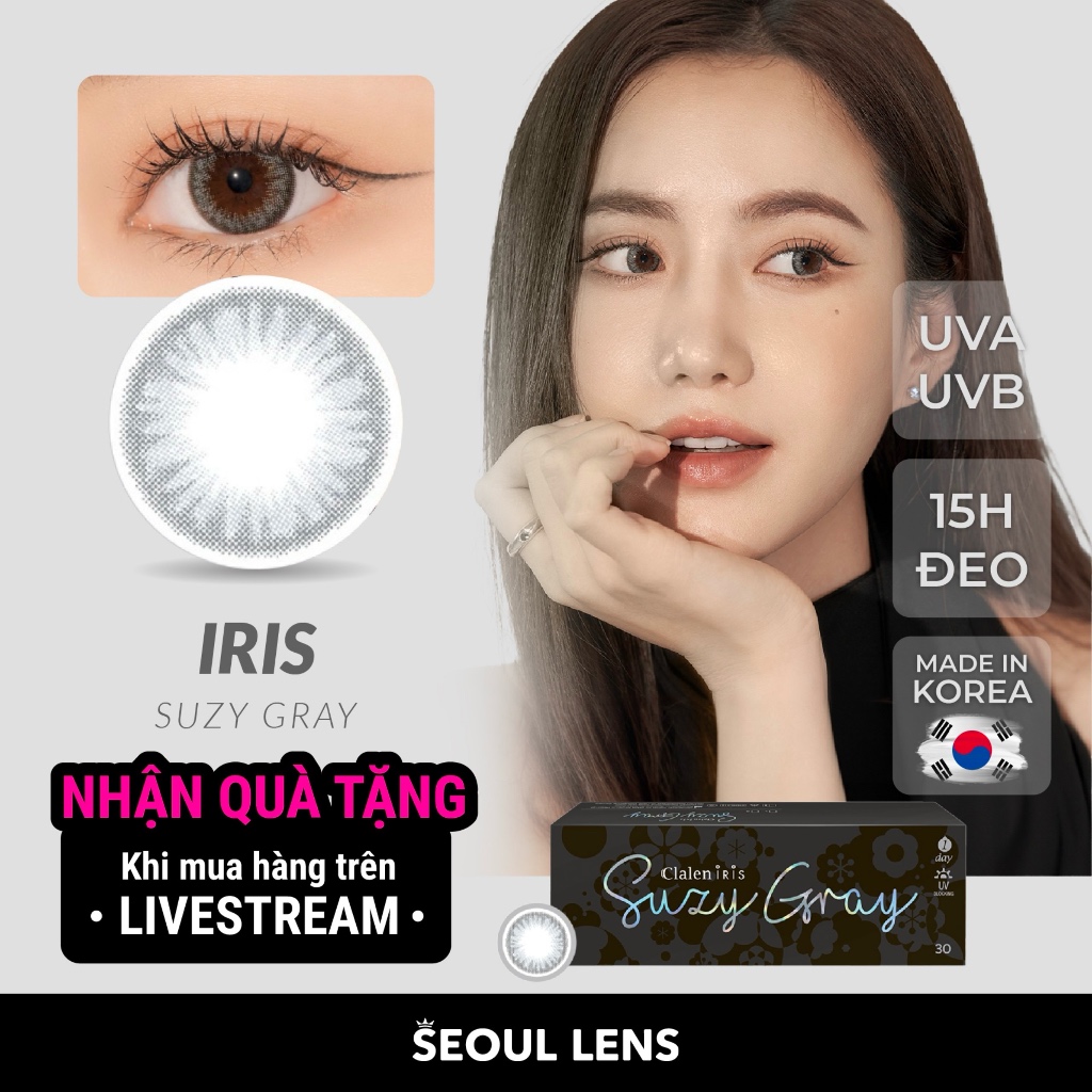 CLALEN IRIS - 1 NGÀY (1 CHIẾC) Suzy Gray - Kính áp tròng Hàn Quốc Seoullens | Shopee Việt Nam