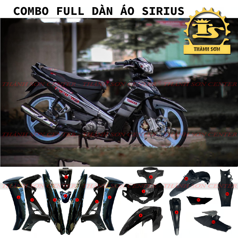 Combo Dàn áo xe Sirius 50/110cc Combo 16 Món (Hàng UMV cao cấp như Zin ...