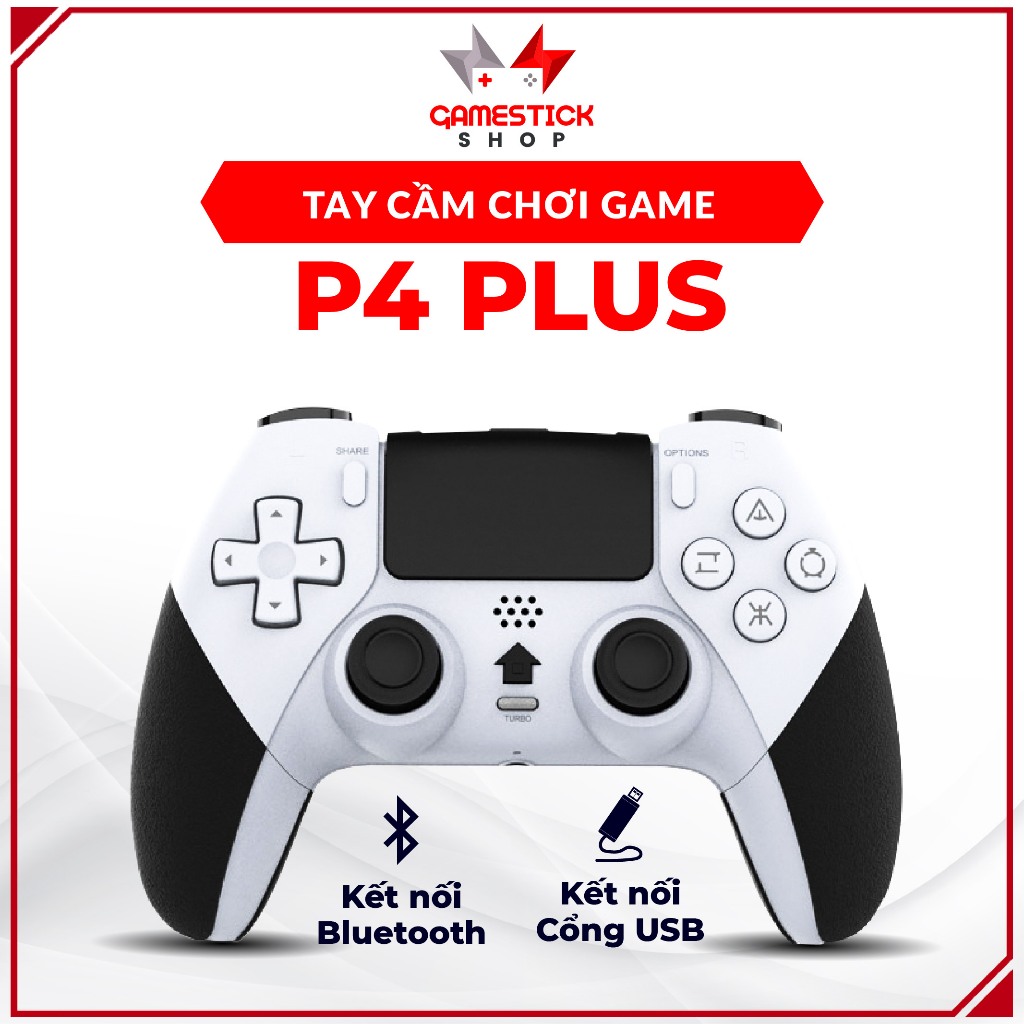 Tay Cầm Chơi Game P4 Plus Kết nối Bluetooth, Hỗ trợ PC/Laptop/Smartphone, tương thích game FO4 ...