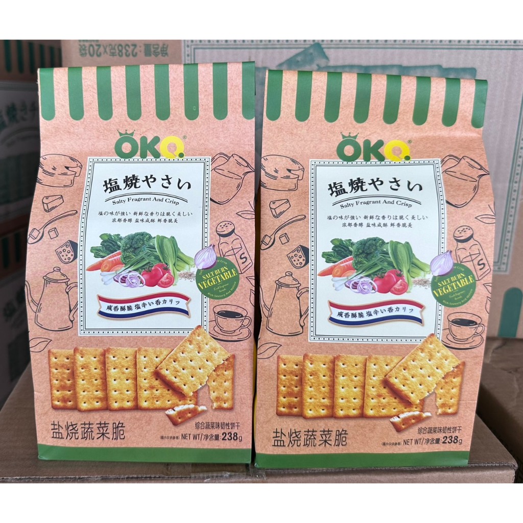 Bánh Quy Giòn Ăn Kiêng OKQ 238g (vị phô mai,trứng muối,rau củ ) | Shopee Việt Nam