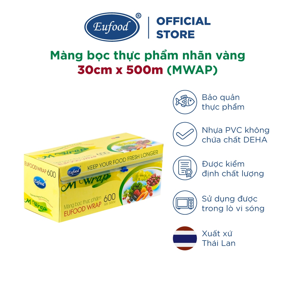 Màng bọc thực phẩm nhãn vàng (Mwap) 30cm x 500m - EUFOOD Việt Nam ...