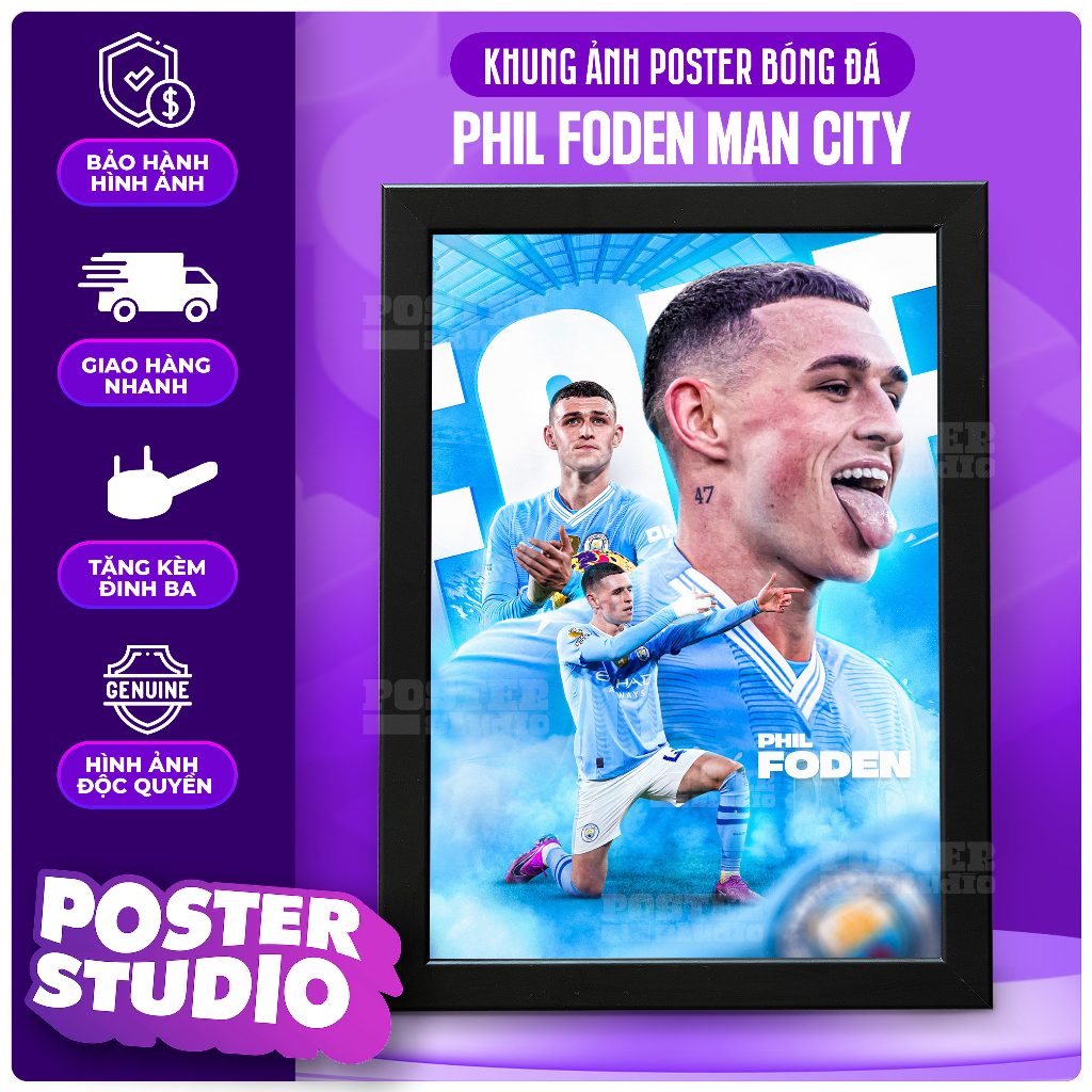 Khung ảnh poster Phil Foden Manchester City gồm 2 kích thước để bàn A5 ...