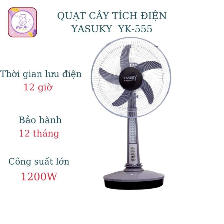 K221_ Quạt cây tích điện Yasuky YK-555 kèm đèn LED (giao màu ngẫu nhiên) | Shopee Việt Nam