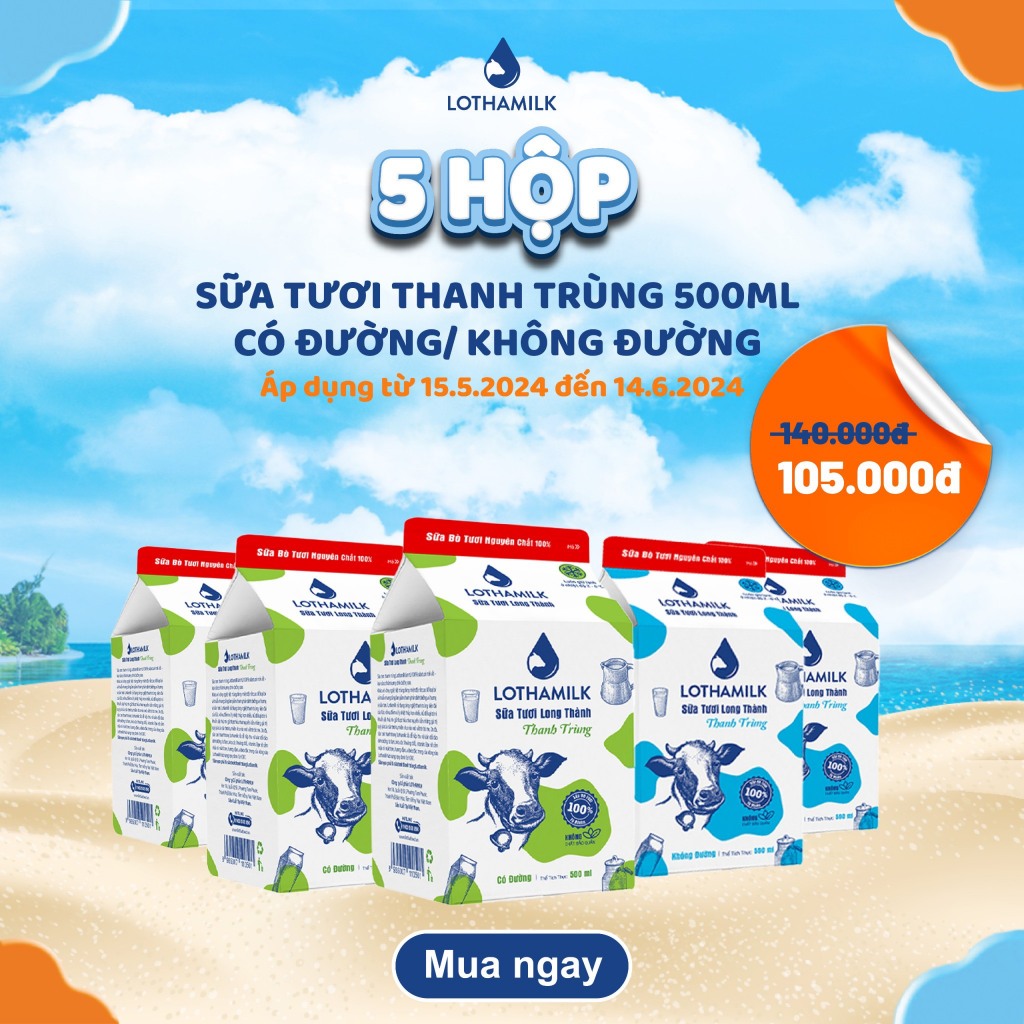 Combo 5 Sữa Tươi Thanh Trùng Lothamilk hộp 500ml | Shopee Việt Nam