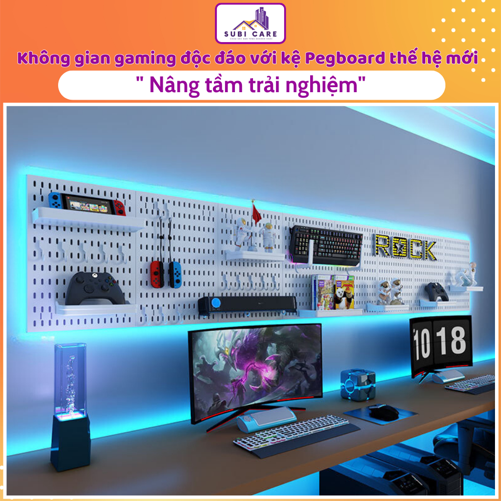 Bảng Pegboard Decor Gaming Setup, Kệ Pegboard để đồ đa năng treo tường ...