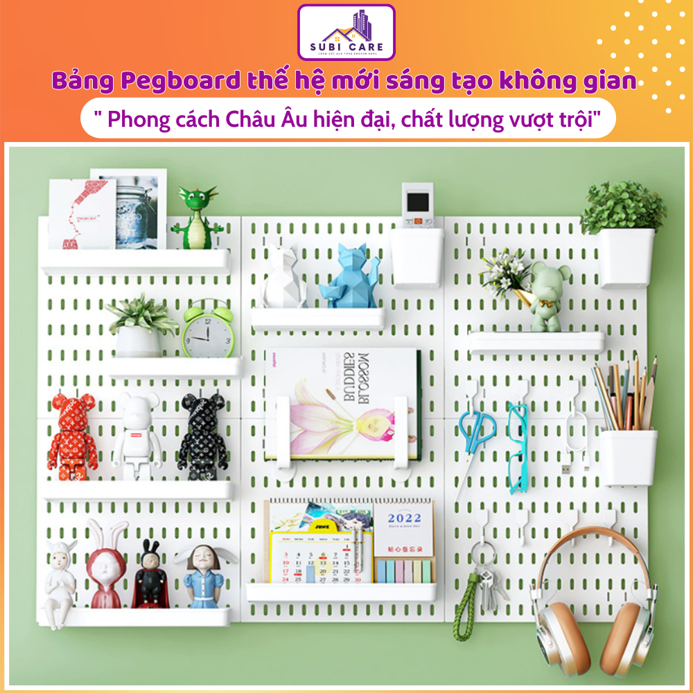 Kệ pegboard decor bàn học trang trí bàn làm việc để đồ đa năng, bảng treo đồ đục lỗ decor tường ...
