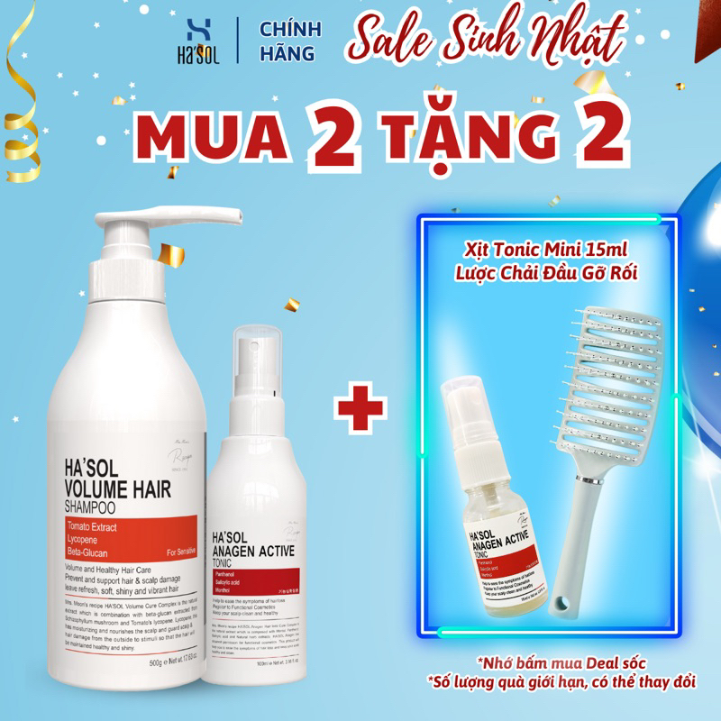 Combo Dầu Gội Phục Hồi Tóc Hư Tổn Volume Hair Hasol 500g + Xịt Dưỡng ...