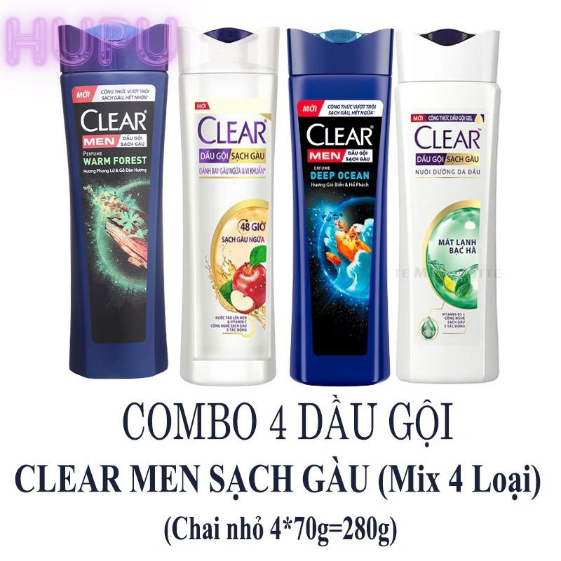 [Chai nhỏ] COMBO 4 CHAI DẦU GỘI CLEAR SẠCH GÀU MINI (70gx4=280g ...