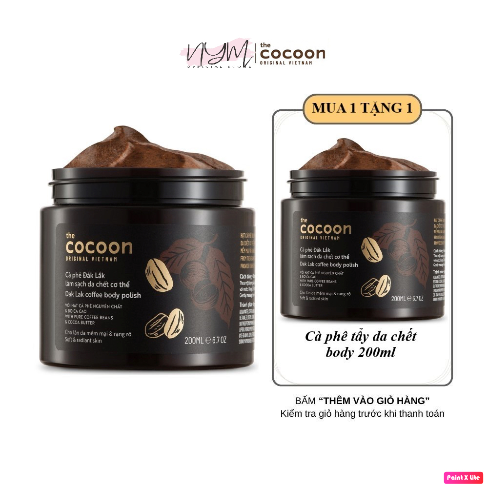 Tẩy tế bào chết body Cocoon, tẩy da chết cơ thể cà phê Đắk Lắk cho làn ...