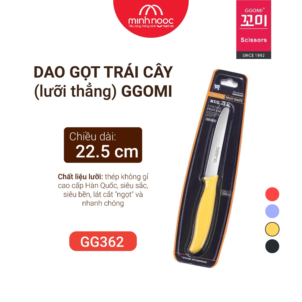 [GGOMI Chính hãng] : Dao gọt trái cây đa năng lưỡi thẳng GGOMi Hàn Quốc GG362. Cán màu vàng ...
