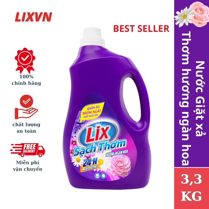 Nước Giặt Xả Lix Đậm Đặc Hương Nước Hoa Chai 3.3kg - Sạch Thơm Như Mới Giặt Máy Giặt Tay ...