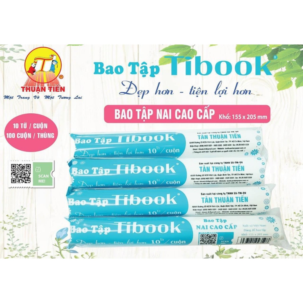 Bìa Bao Tập Nai Cao Cấp TiBook - khổ tập học sinh (155x205mm) - 10cái ...