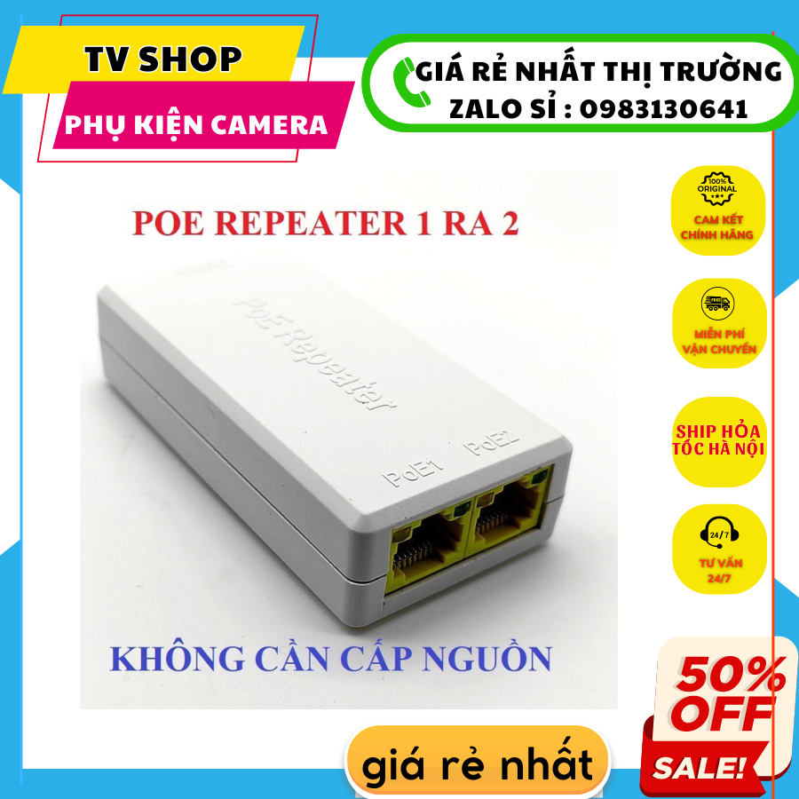 SW POE Repeater 2 Port 1 in 2 out, POE Extender - Bộ chia Poe 1 ra 2 ...
