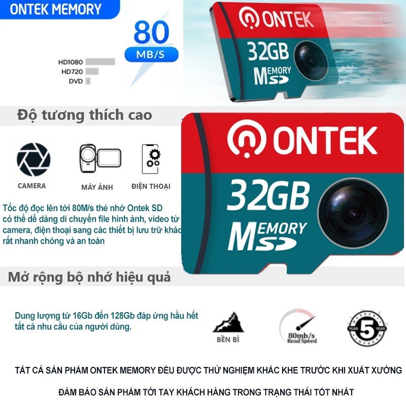 [BH 5 NĂM] Thẻ nhớ tốc độ cao ONTEK PRO, đủ dung lượng chuyên dụng cho camera dung lượng 32gb ...