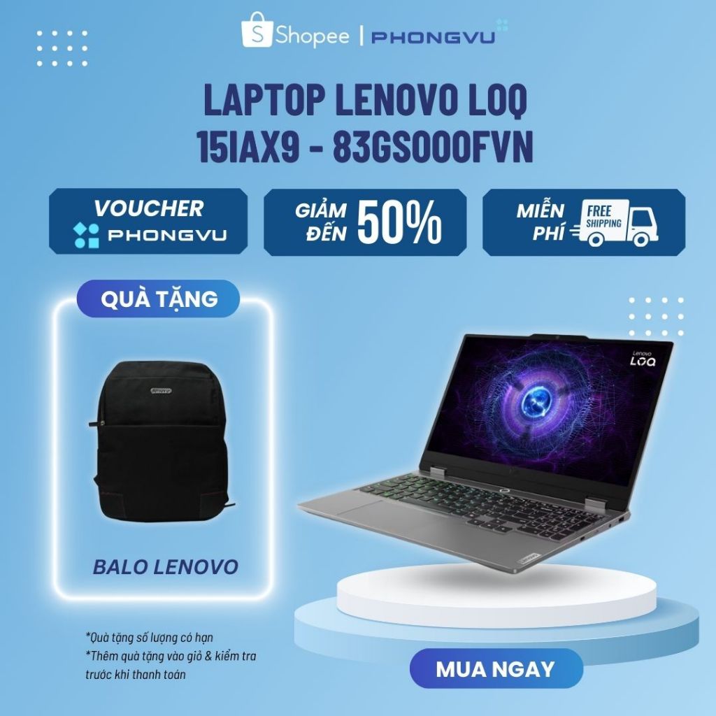 Laptop Lenovo LOQ 15IAX9 - 83GS000FVN (i5-12450HX/RAM 8GB/512GB SSD ...