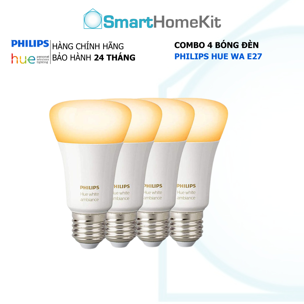 Bộ 4 Bóng Philips Hue White Ambiance E27 Bluetooth | Shopee Việt Nam