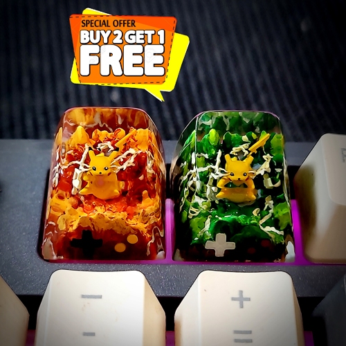 Pikachu keycap, keycap pokemon, Pikachu new xanh vàng, nút phím cơ 1u ...
