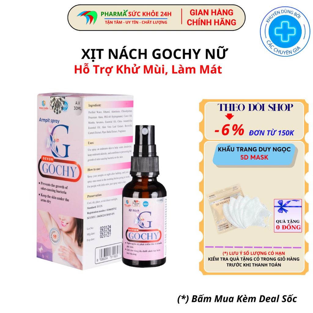 Xịt Khử Mùi Nách Gochy Giúp Làm Thơm, Khử Mùi Hôi, Ngăn Ngừa Phát Triển ...