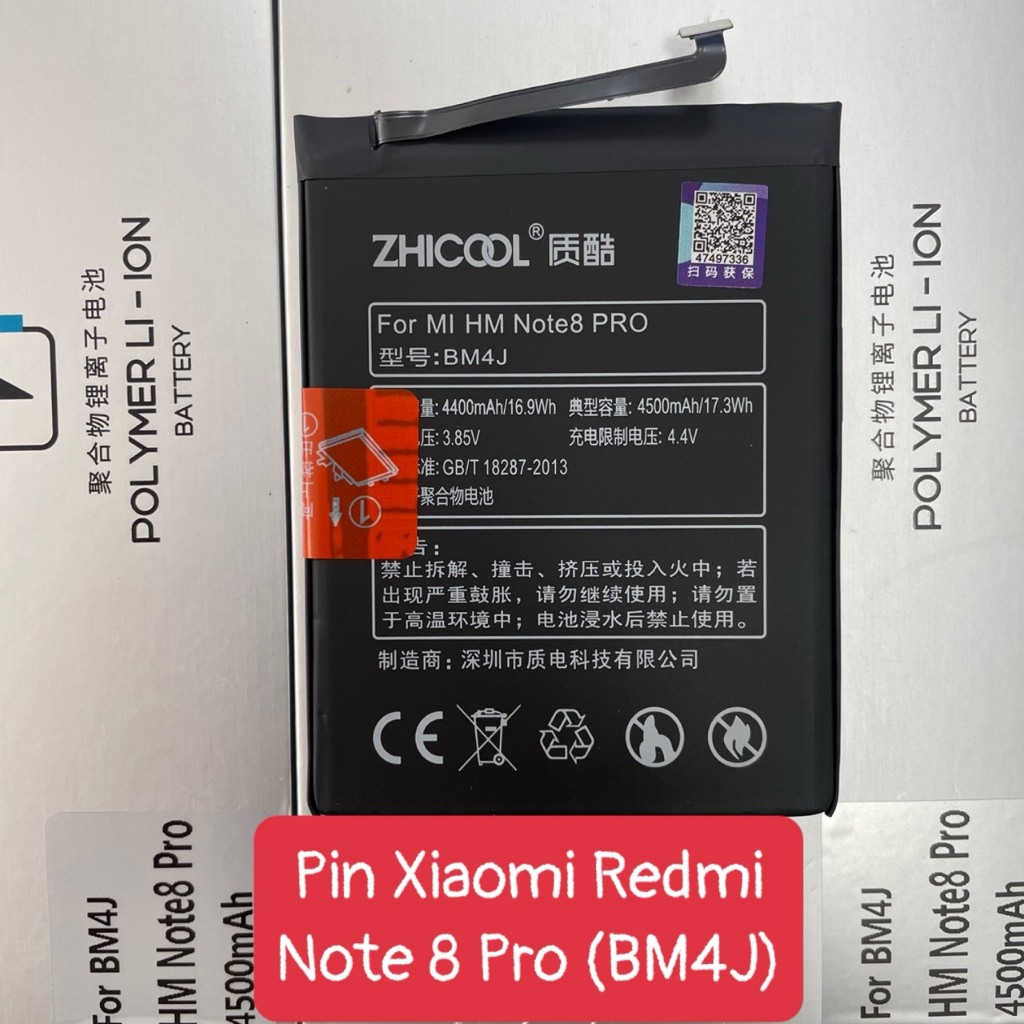 Pin Xiaomi Redmi Note 8 Pro / BM4J / Dung Lượng 4500mAh Hãng Zhicool ...