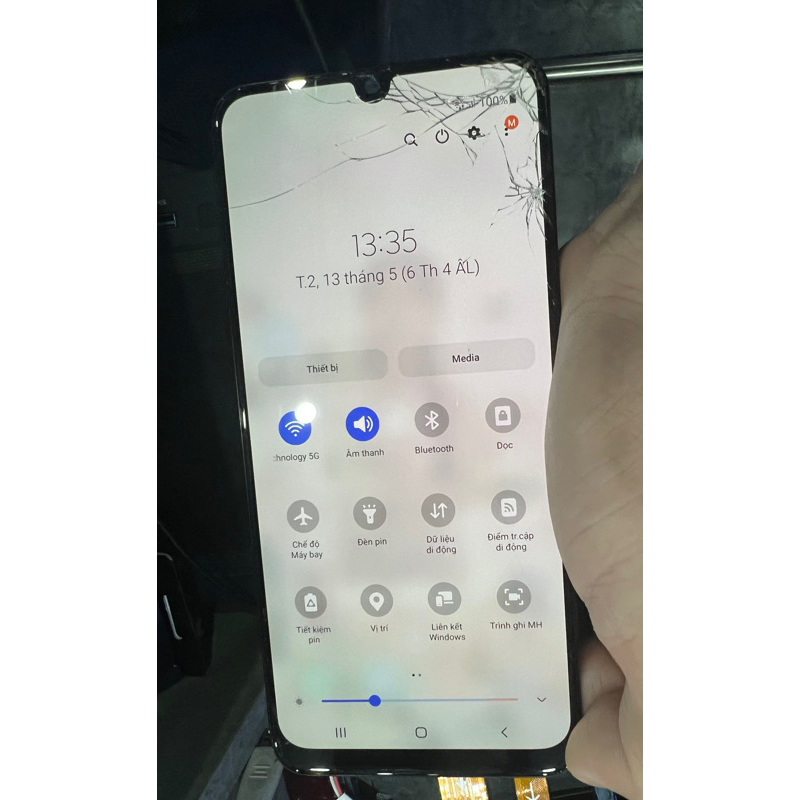 Màn hình liền khung Samsung A50s (sm-a507)Amoled tháo máy bị bể kính ...