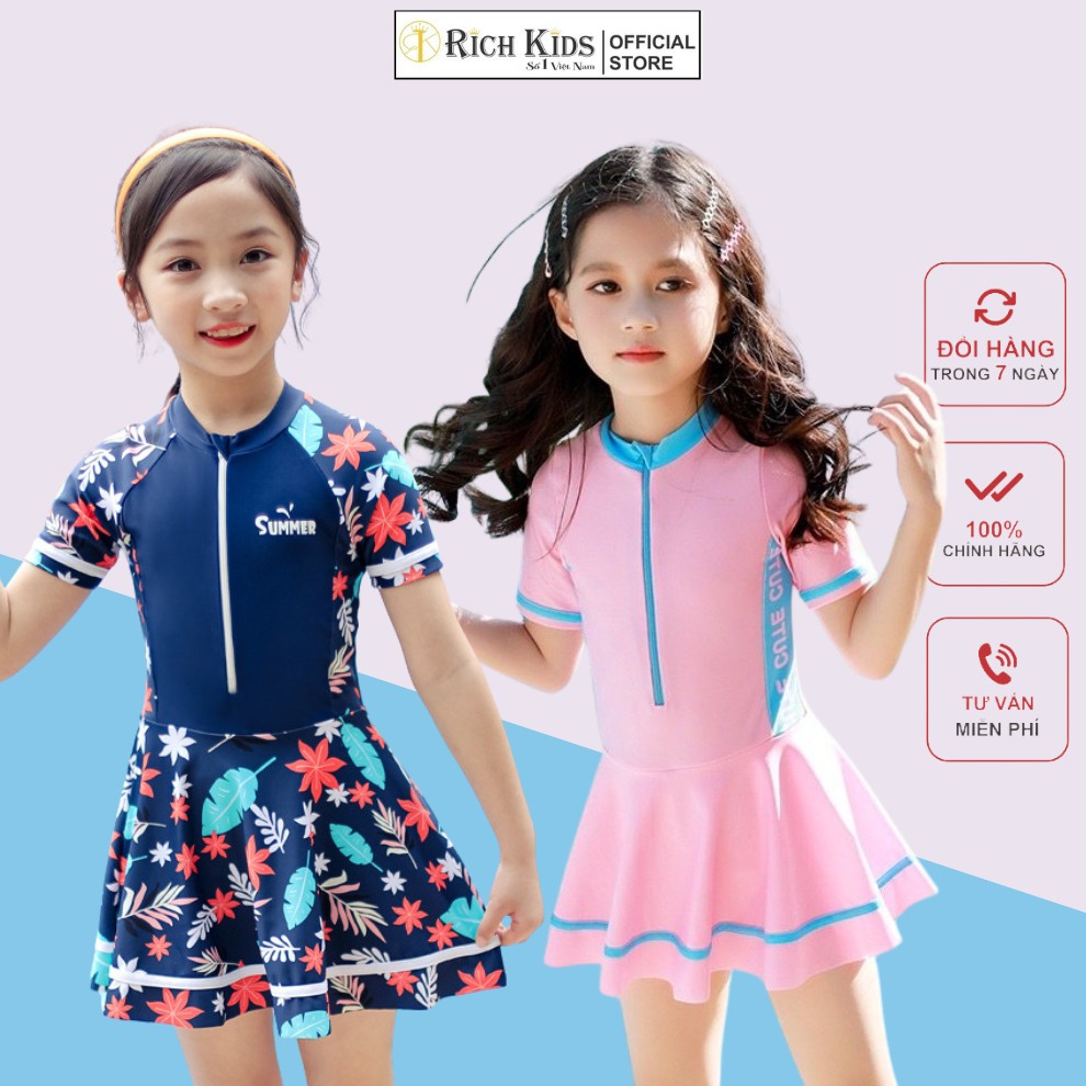 Đồ Bơi Bé Gái,Đồ Bơi Liền Thân Hoạ Tiết Dễ Thương Cho Bé Từ 10kg Đến 49kg Hãng RICHKIDS | Shopee ...
