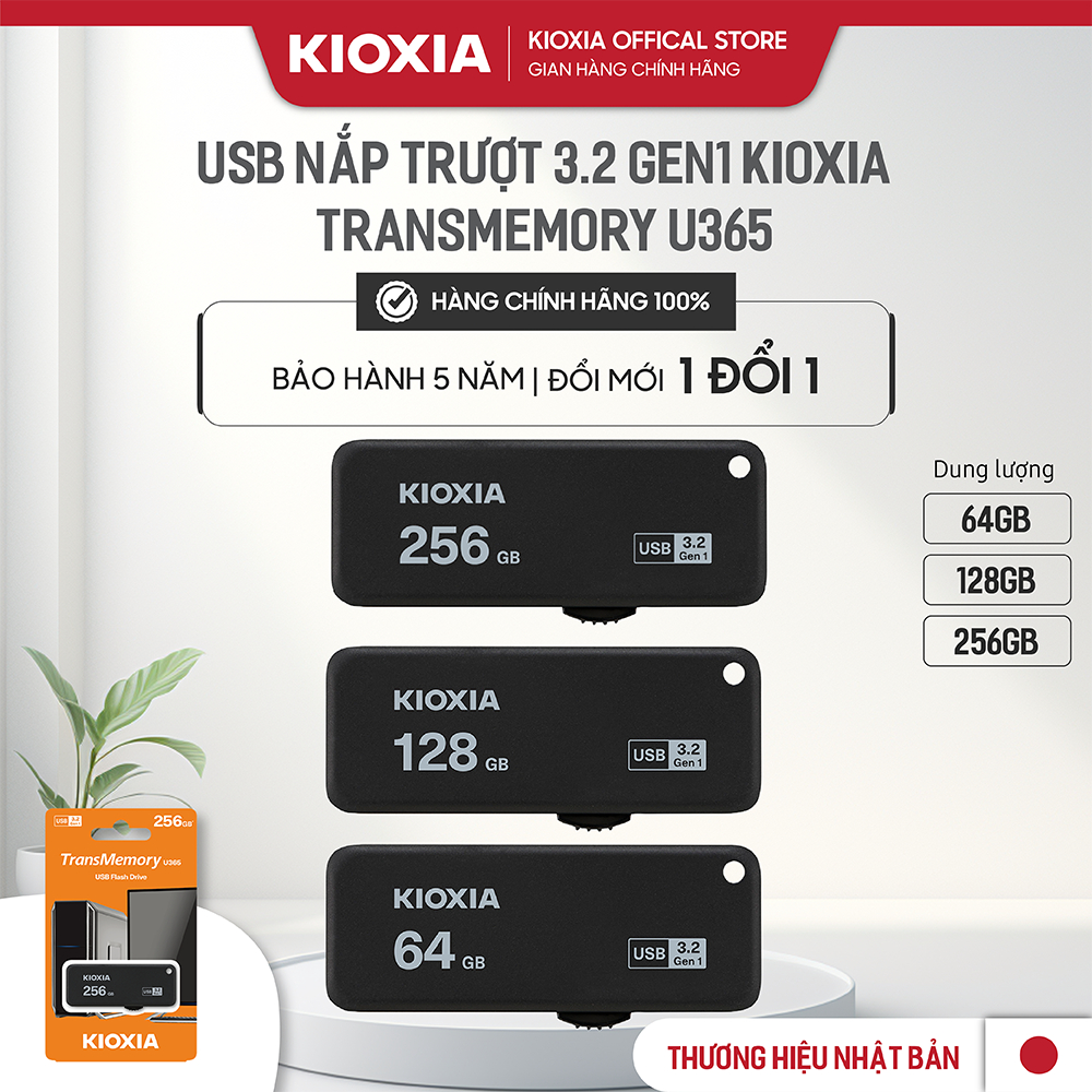 USB 3.2 GEN1 KIOXIA U365 Nắp Trượt 64GB | 128GB | 256GB nhỏ gọn, tiện ...