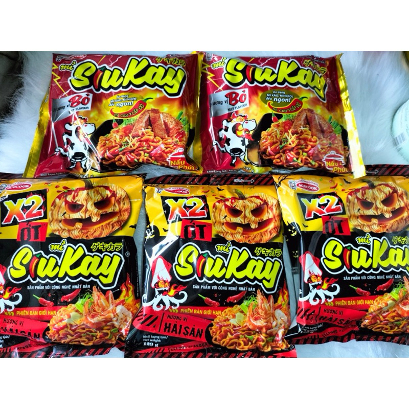 Combo 12 gói lMì Siukay 7 cấp độ vị Hải Sản và Vị Bò cua Acecook ...