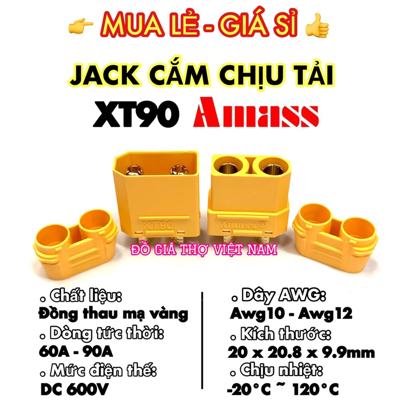 [ĐGTVN] Jack XT90 Amass mạ vàng chính hãng có nắp | Shopee Việt Nam