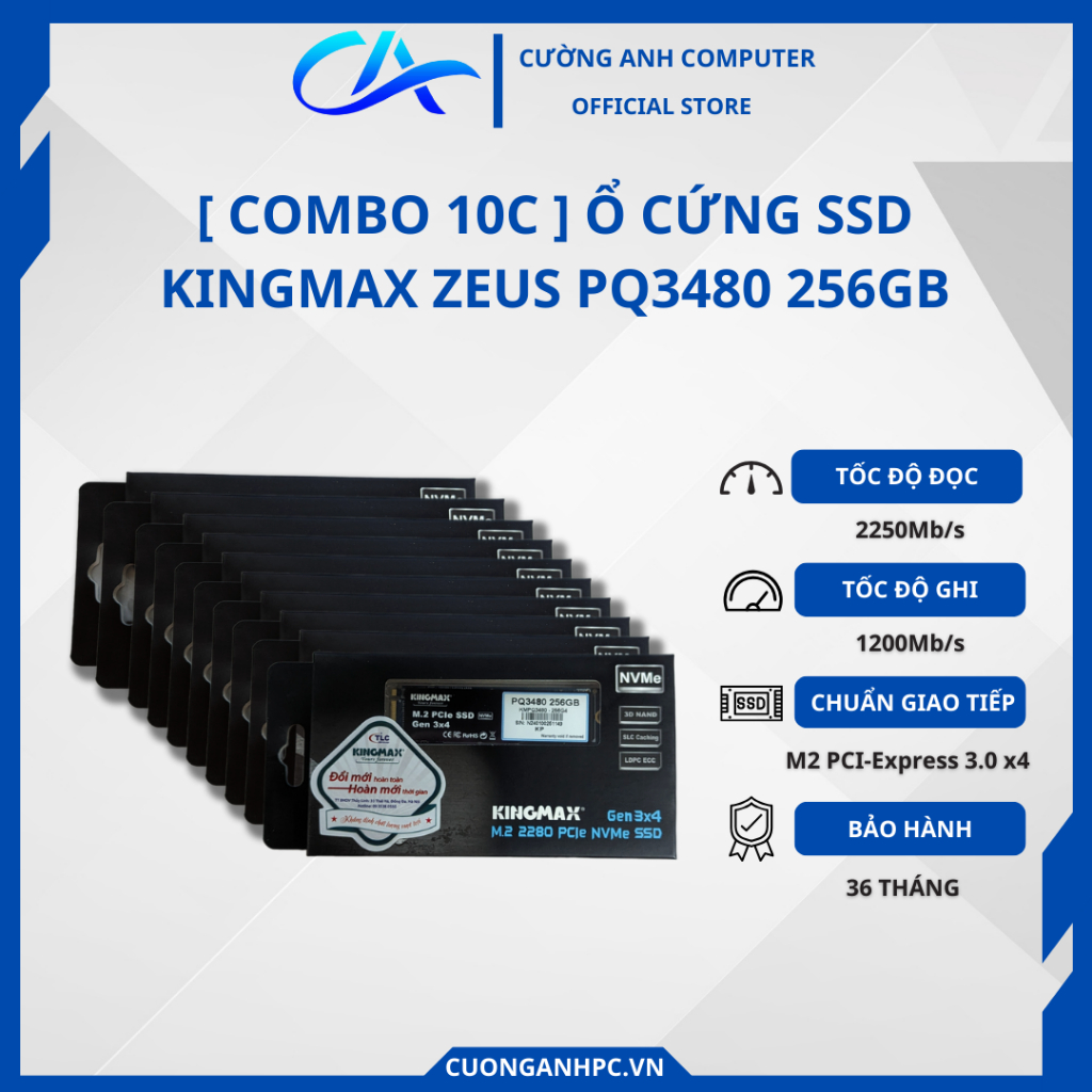 [ COMBO 10C ] SSD KINGMAX ZEUS PQ3480 256GB NVMe M.2 2280 PCIe Gen 3.0 ...
