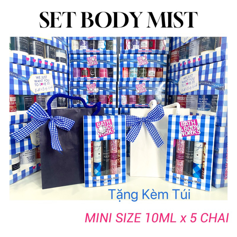 TẶNG TÚI - Conbo Xịt Thơm Body Mist Bath And Body Work Set 5 chai x ...