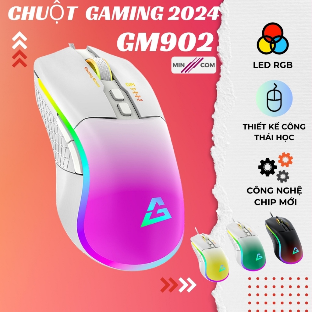Chuột Dây Gaming Mincom GM902 LED RGB Cực Đẹp Chip Cảm Biến AIGOUX Mắt ...