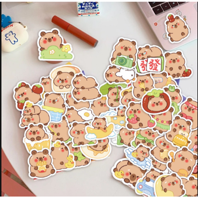 Set 50 Sticker Capy bara Cắt Sẵn Dán Mũ Bảo Hiểm, Điện Thoại, Laptop ...