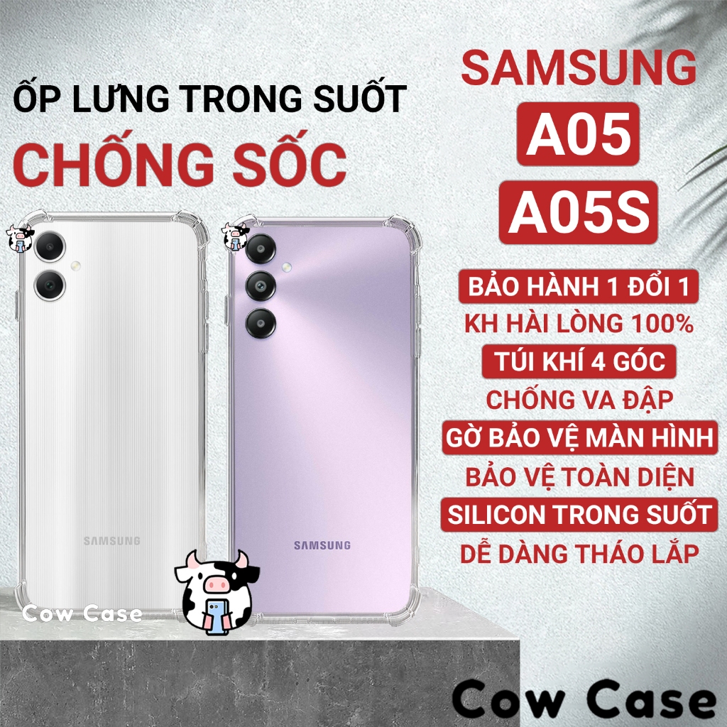 Ốp lưng Samsung A05, A05s chống sốc silicon dẻo trong Cowcase | Vỏ điện thoại SS galaxy bảo vệ ...