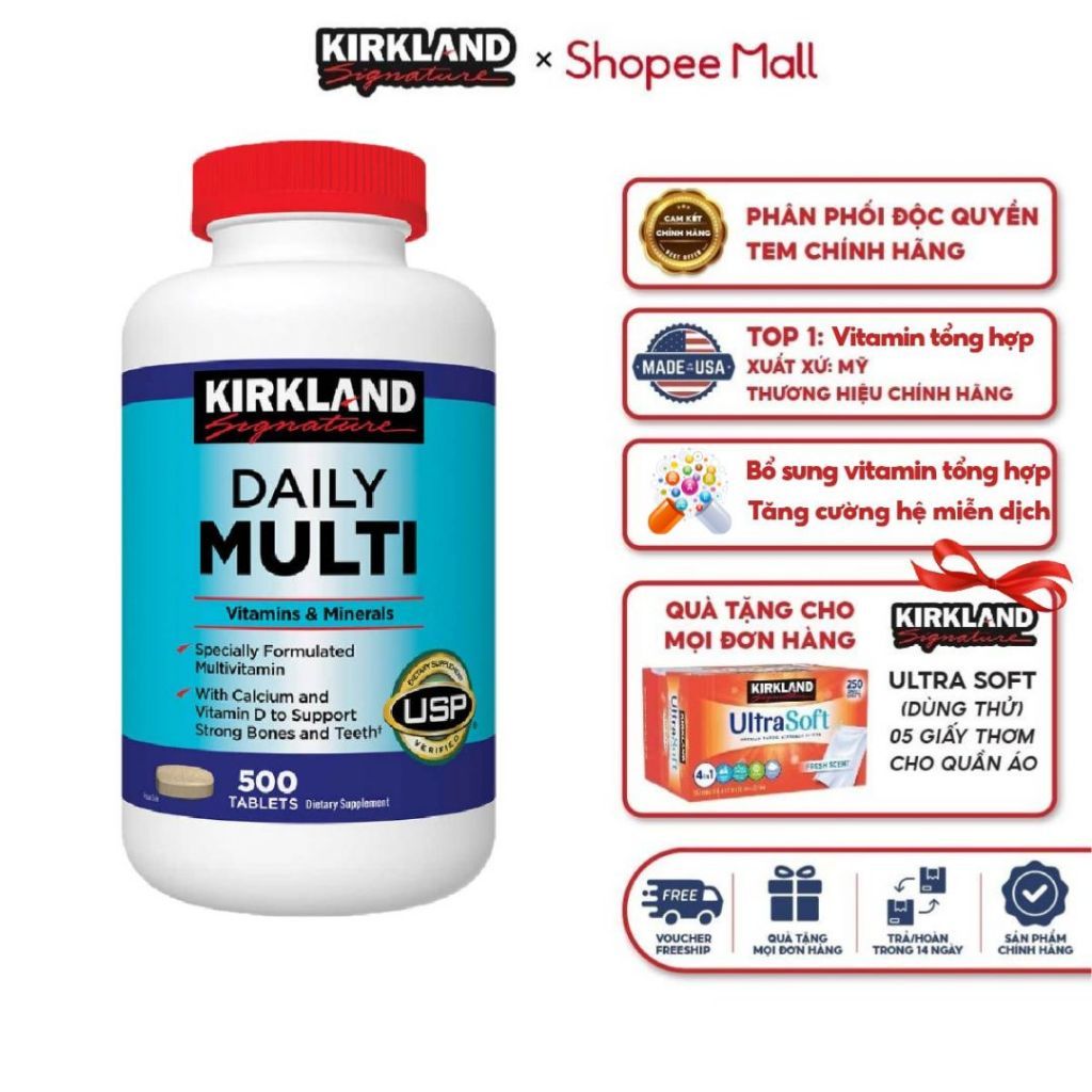 Vitamin tổng hợp Daily Multi Kirkland Signature giúp bổ sung các khoáng ...