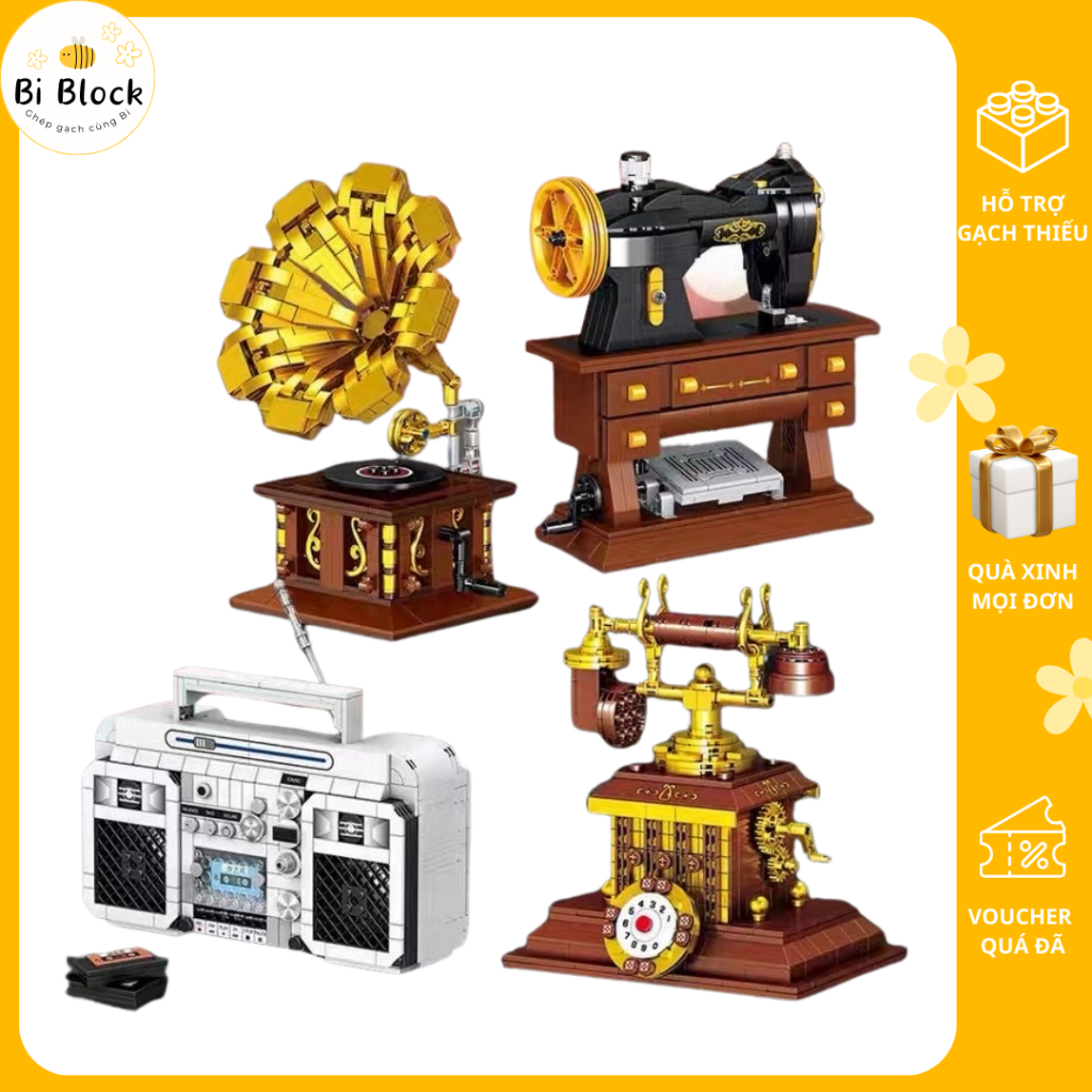 Bộ lắp ráp building blocks Đồ Gia Dụng Cổ Điển Retro Đồ chơi giảm căng ...