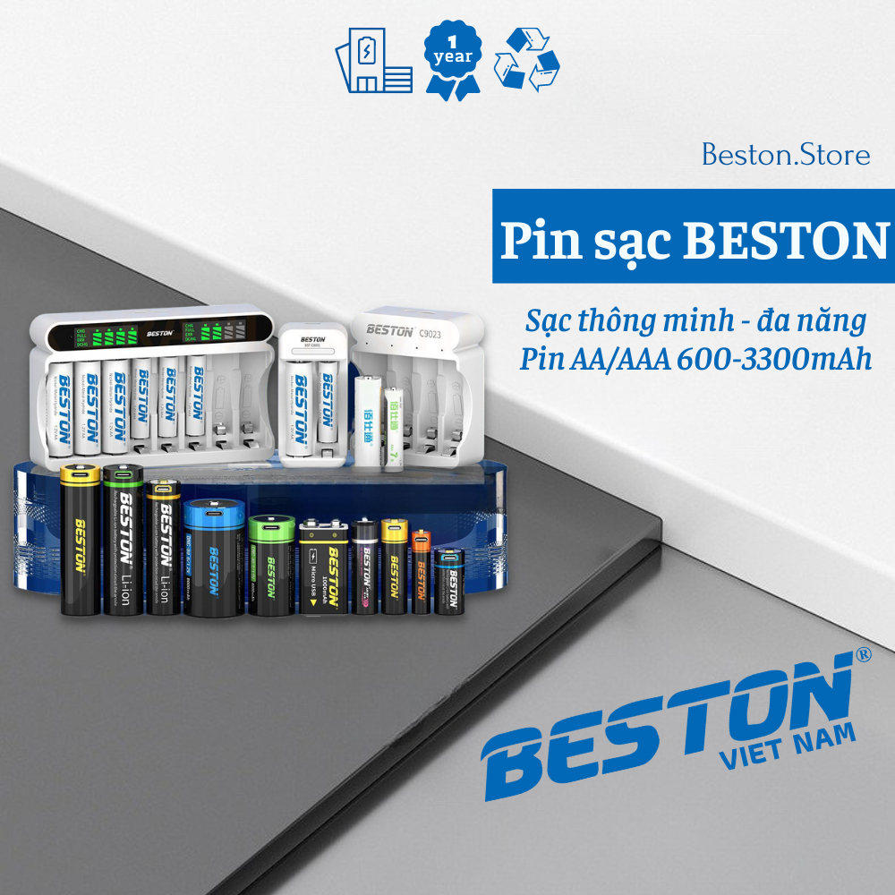 Pin sạc và sạc BESTON Ni-Mh 1.2V AA/AAA - Dung lượng cao đến 3300mAh ...
