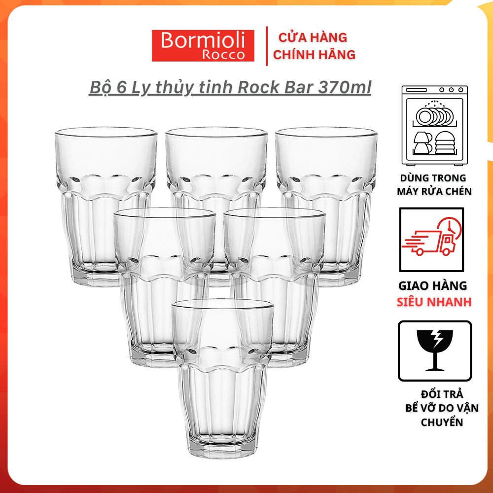 Bộ 6 Ly thủy tinh chịu nhiệt, cường lực Bormioli Rock Bar 370ml, uống sinh tố I Chính hãng ...